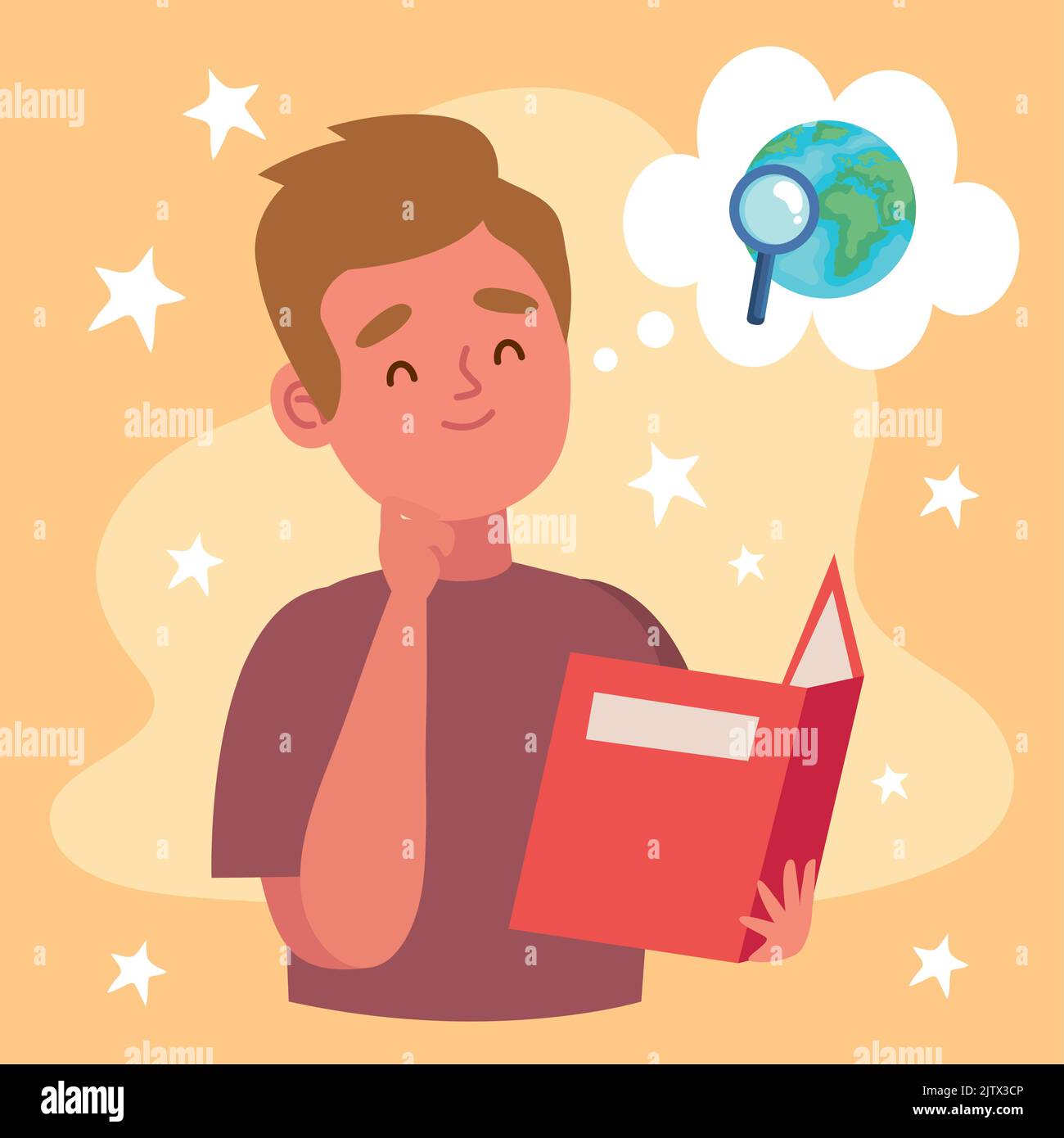 boy reading geography book Stock Vector Image & Art - Alamy