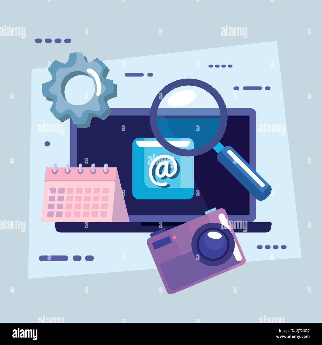 laptop and magnifying glass Stock Vector Image & Art - Alamy