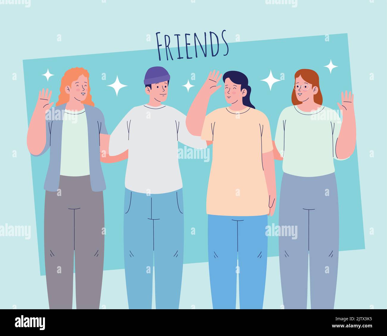 friends group with lettering Stock Vector Image & Art - Alamy