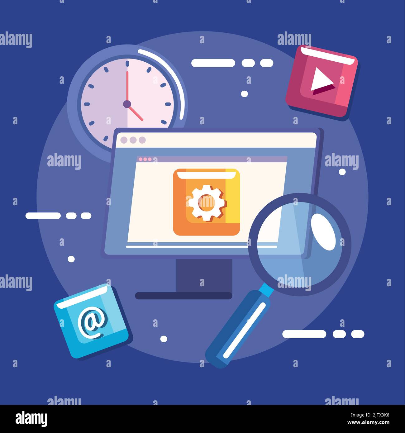 desktop with development icons Stock Vector Image & Art - Alamy