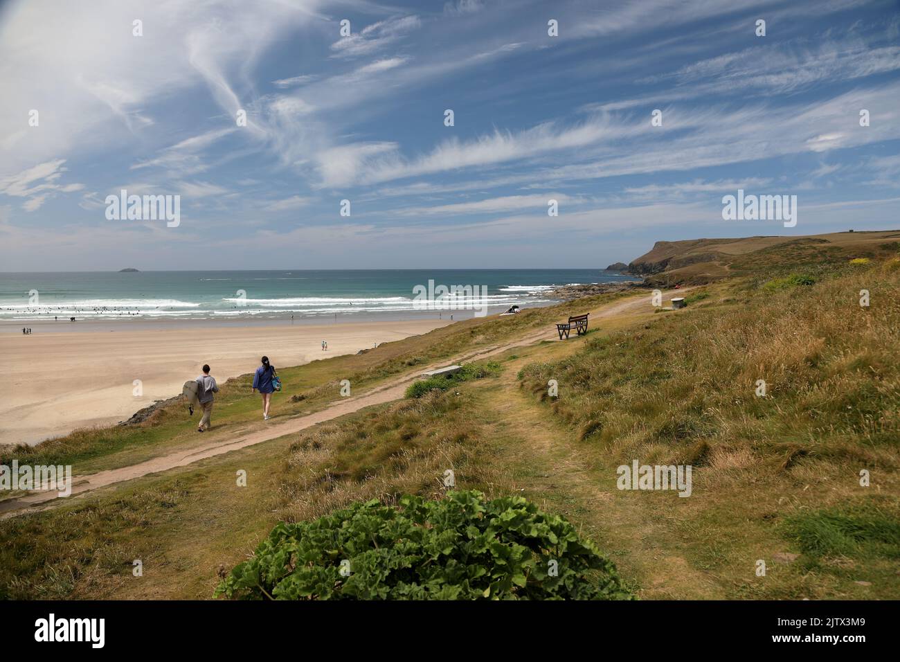 Polzeath beach in Hayle bay, Cornwall Stock Photo - Alamy