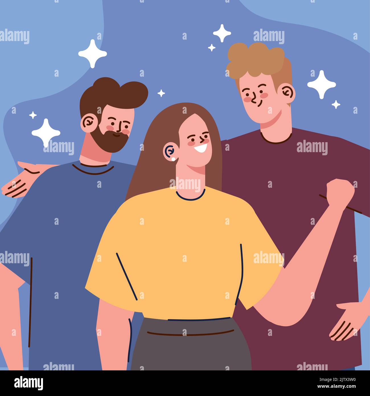 three young friends smiling Stock Vector Image & Art - Alamy