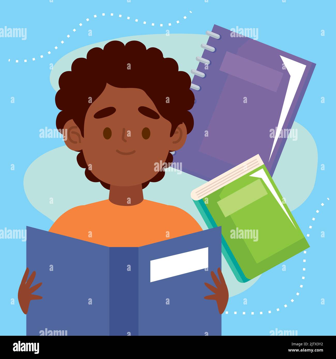 afro boy reading books Stock Vector Image & Art - Alamy