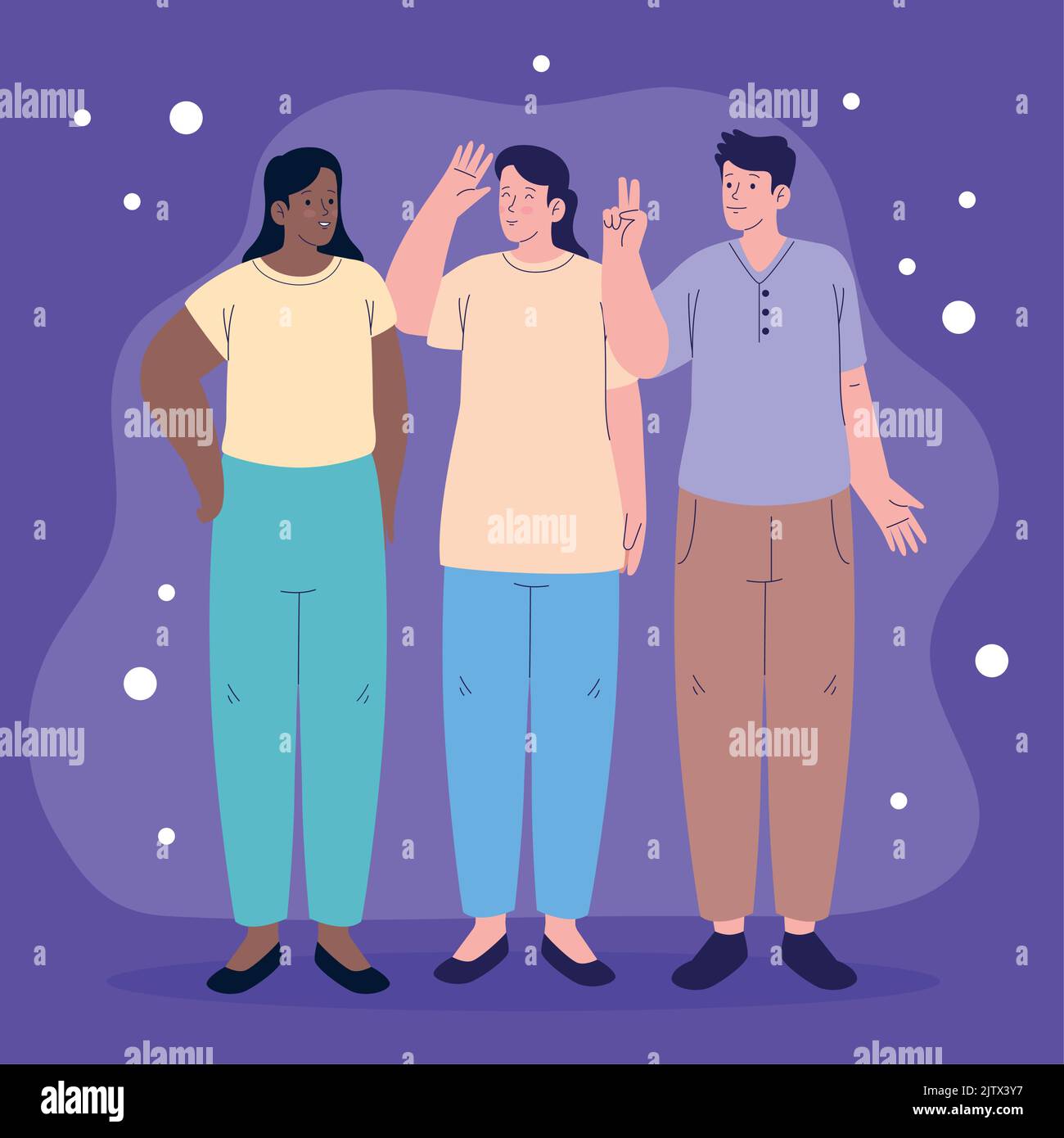 interracial three friends group Stock Vector Image & Art - Alamy