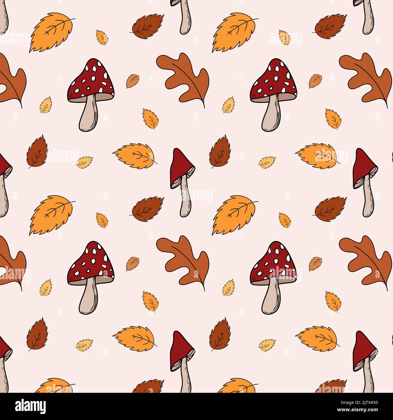 pattern on the autumn theme forest mushrooms and leaves Stock Vector ...