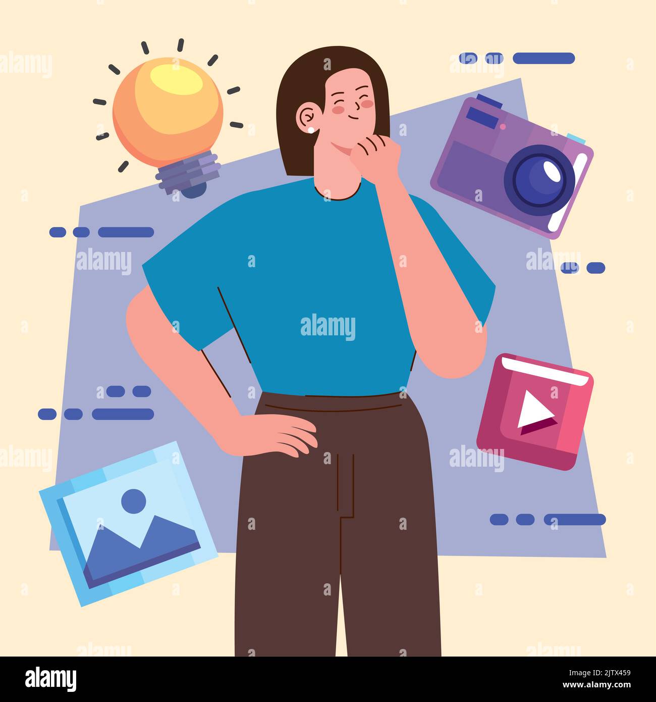 female designer with icons Stock Vector Image & Art - Alamy