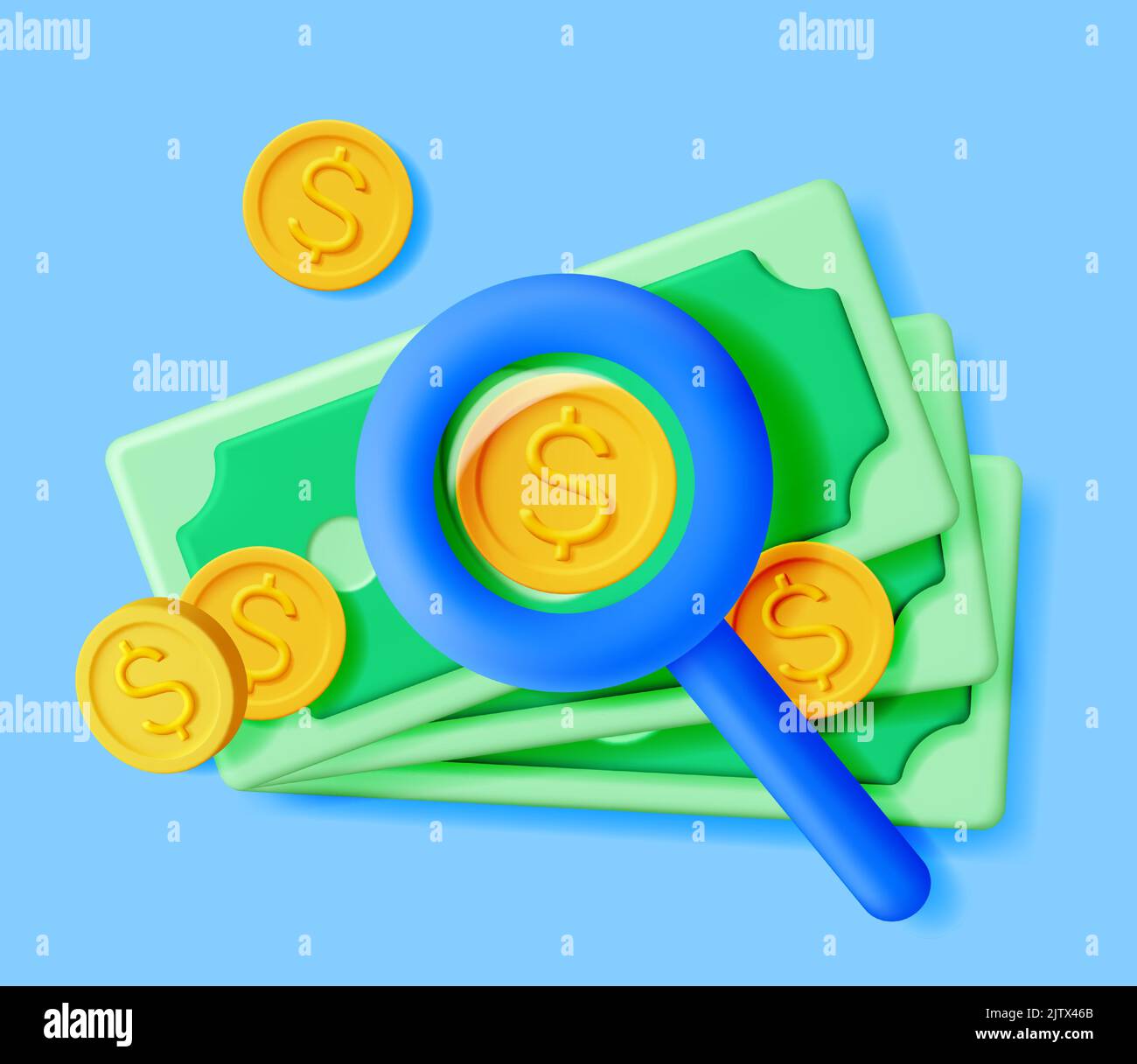 Magnifying dollar bill magnifying glass Stock Vector Images - Alamy
