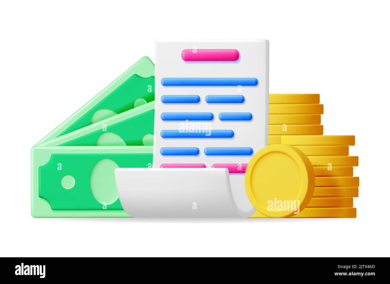 Money coins receipt Cut Out Stock Images & Pictures - Alamy