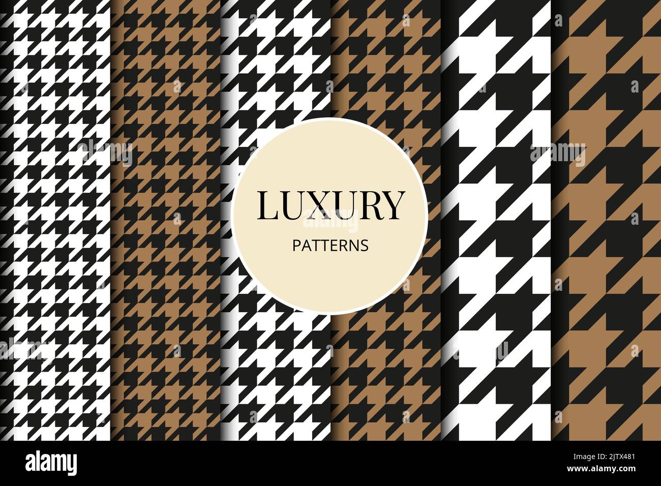 Houndstooth patterns set. Fabric background. Classical checkered ...