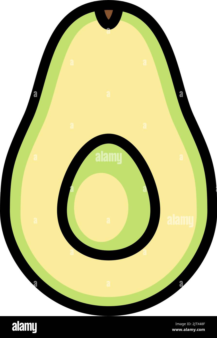 pitted cut green avocado color icon vector illustration Stock Vector ...
