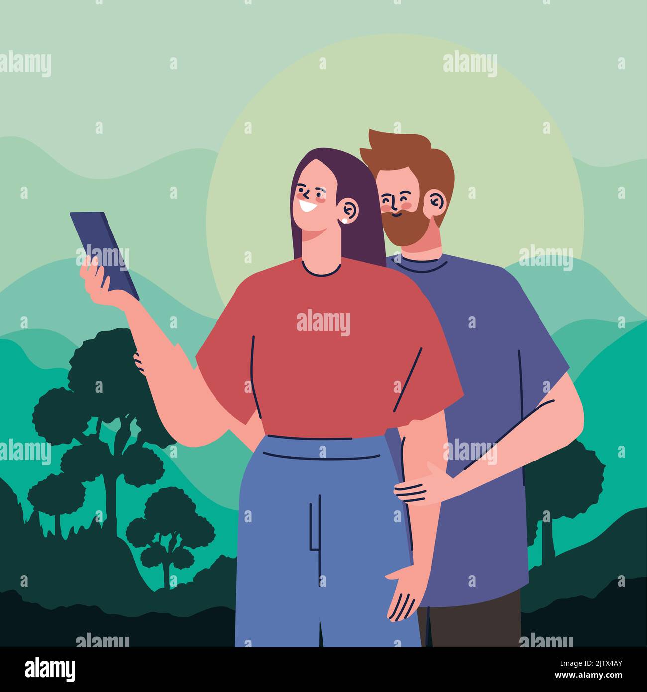 lovers couple taking a selfie Stock Vector Image & Art - Alamy