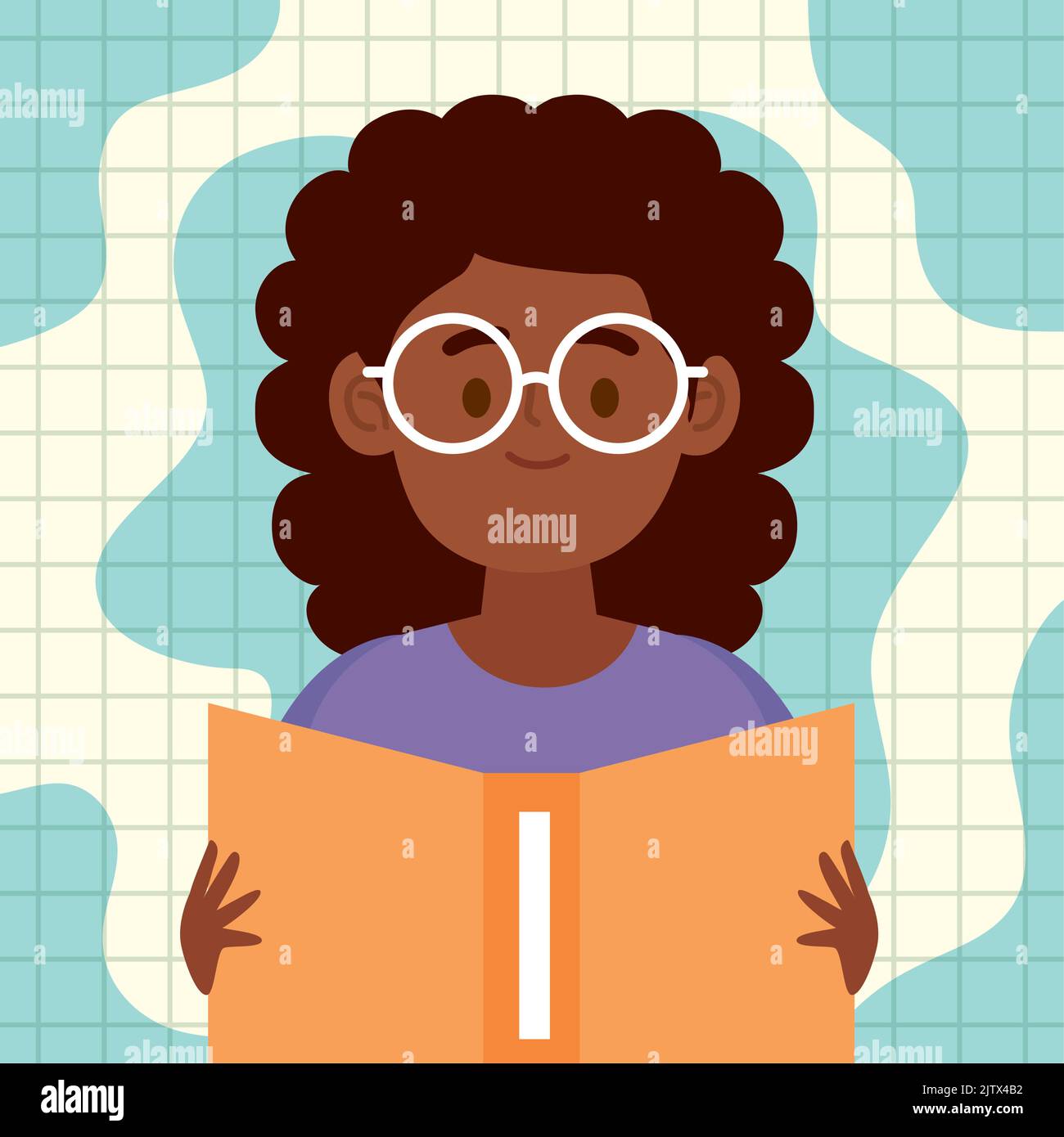 afro girl reading yellow book Stock Vector Image & Art - Alamy