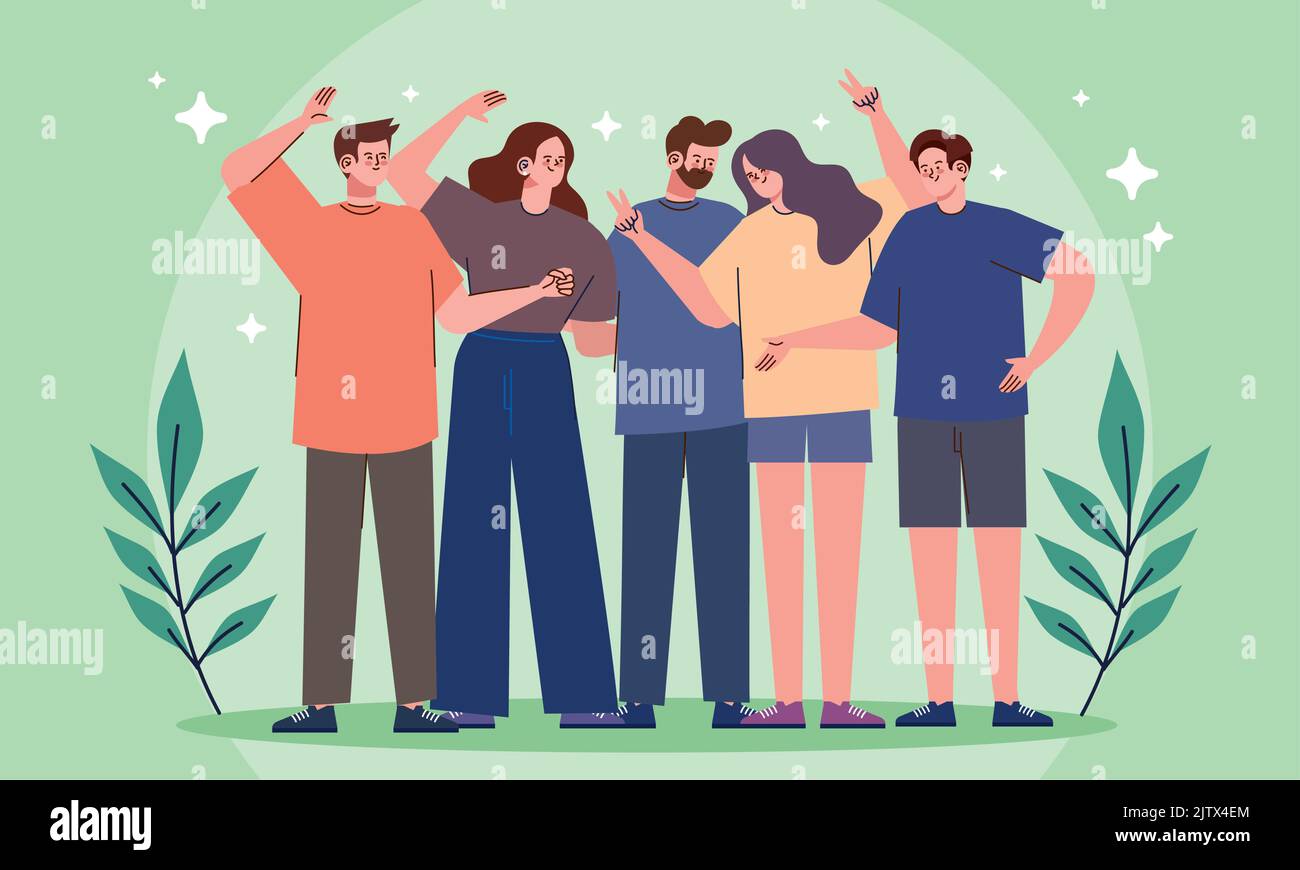 five young friends group Stock Vector Image & Art - Alamy