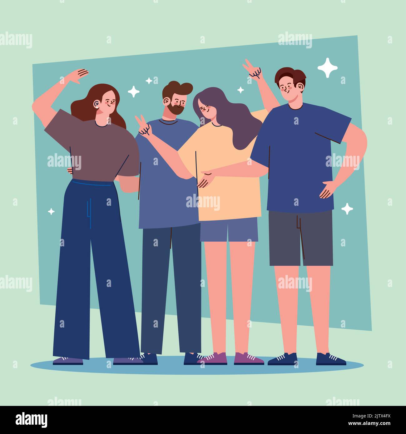 four happy friends group Stock Vector Image & Art - Alamy