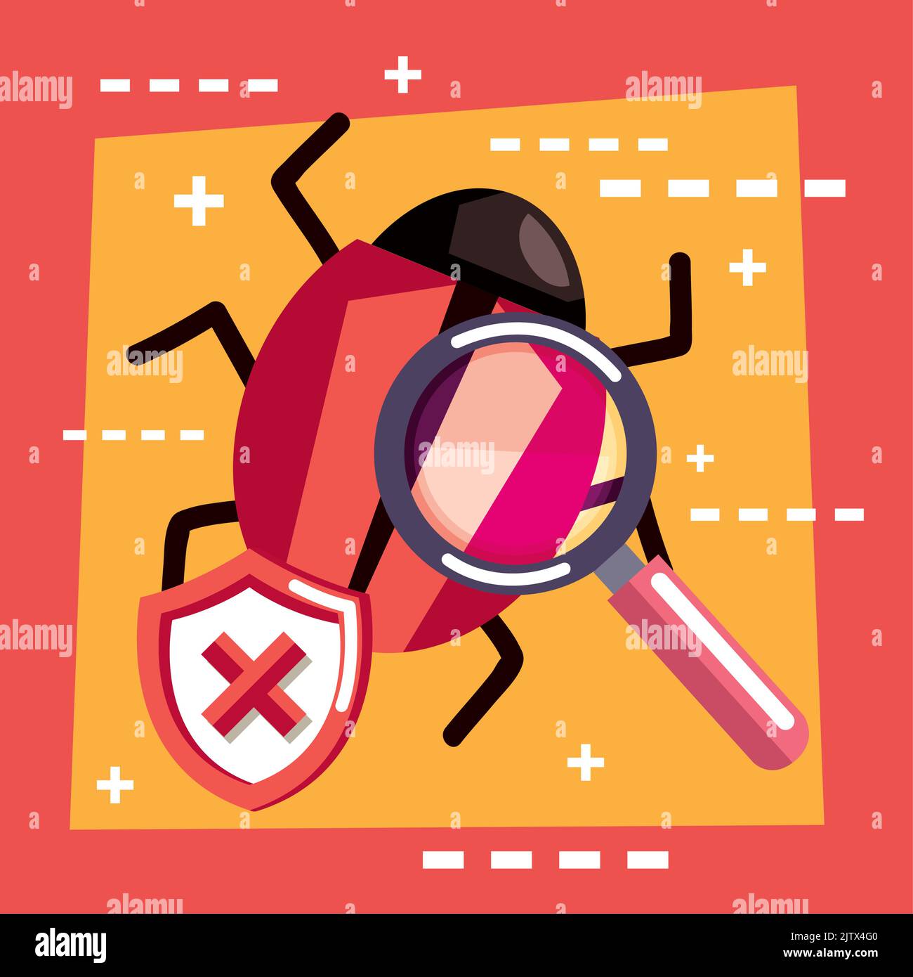 bug and magnifying glass Stock Vector Image & Art - Alamy