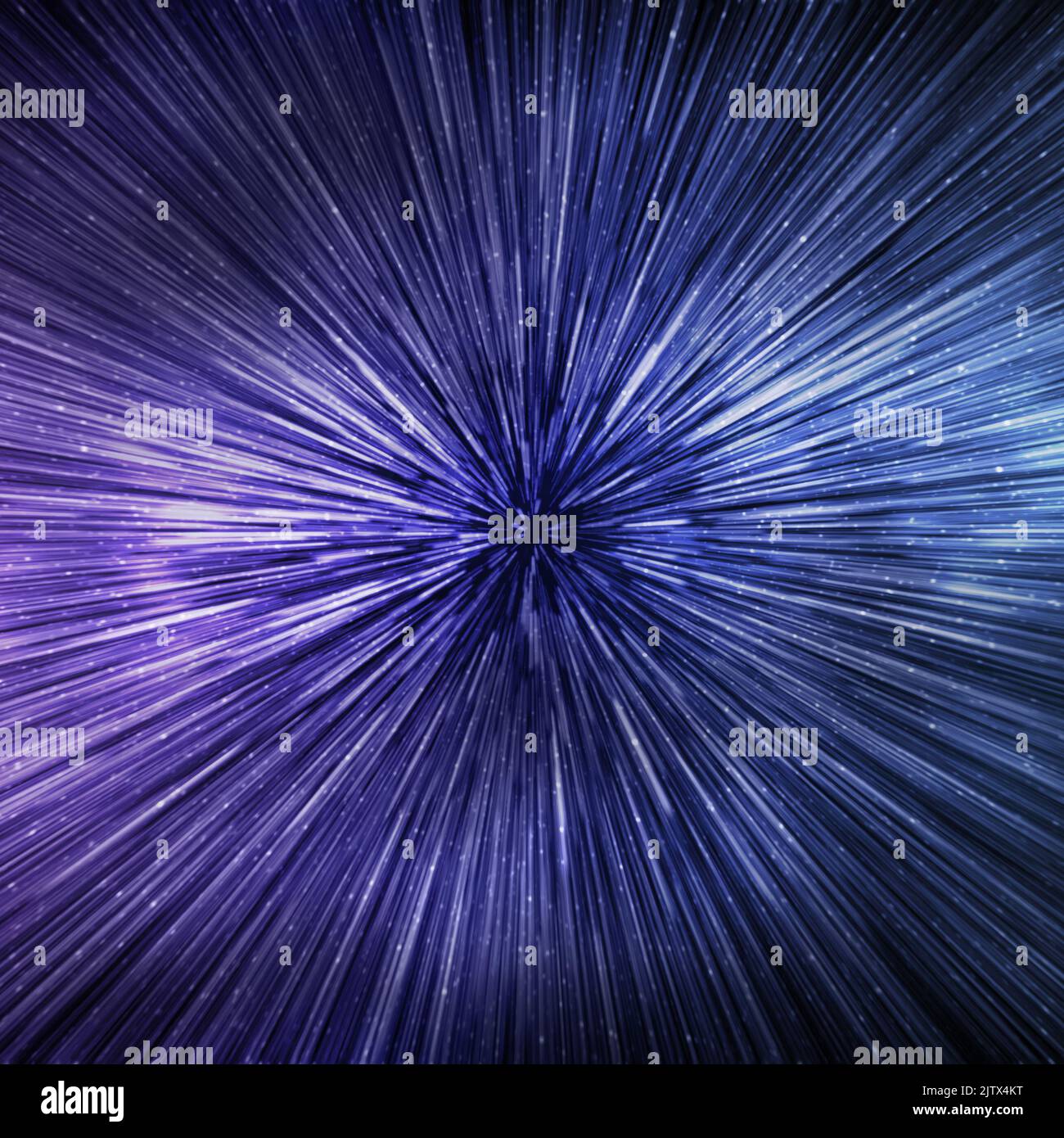 Hyperspace speed effect in night starry sky. Bright blue galaxy, square ...