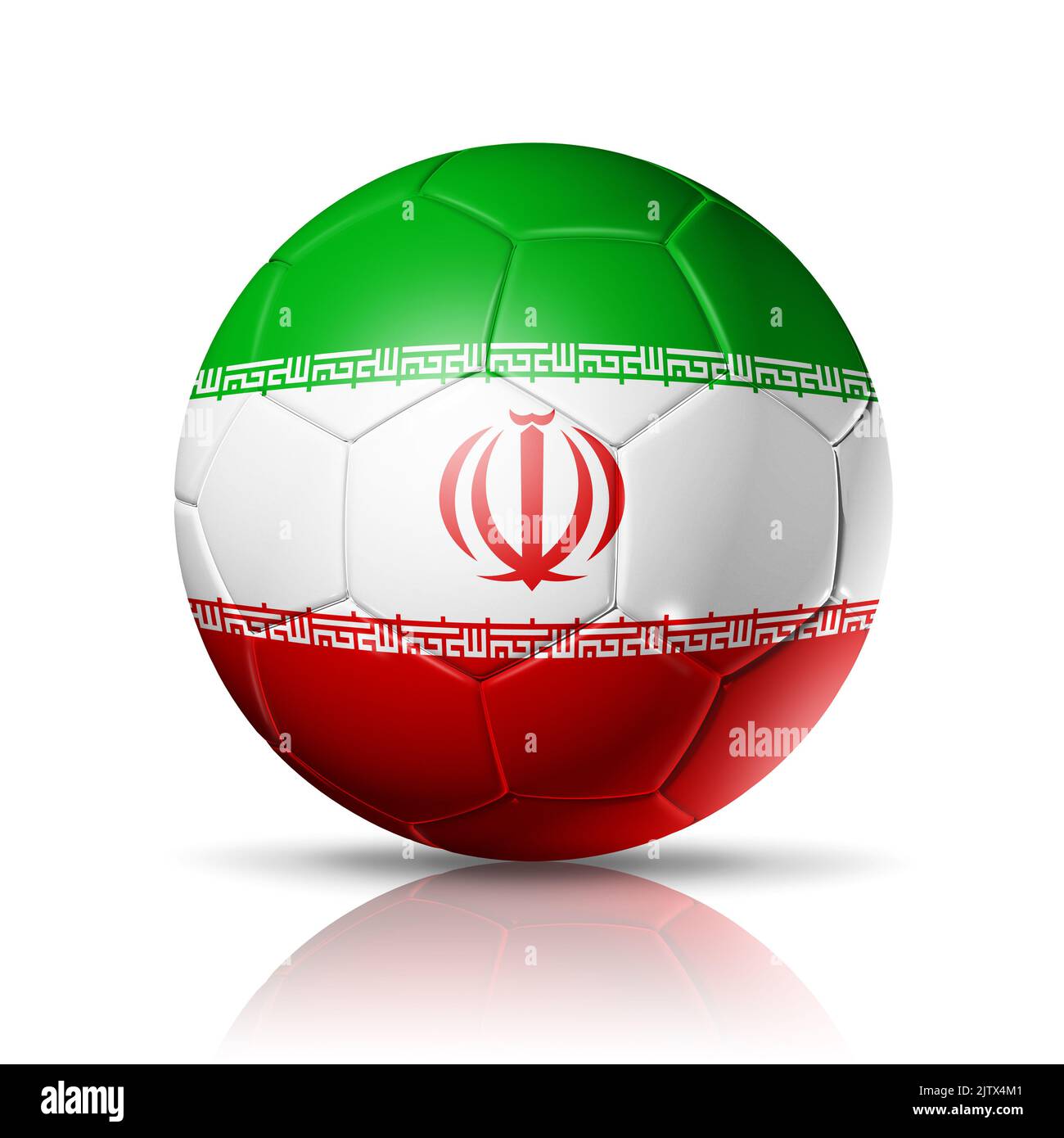 3D soccer ball with Iran team flag, football 2022. isolated on white ...