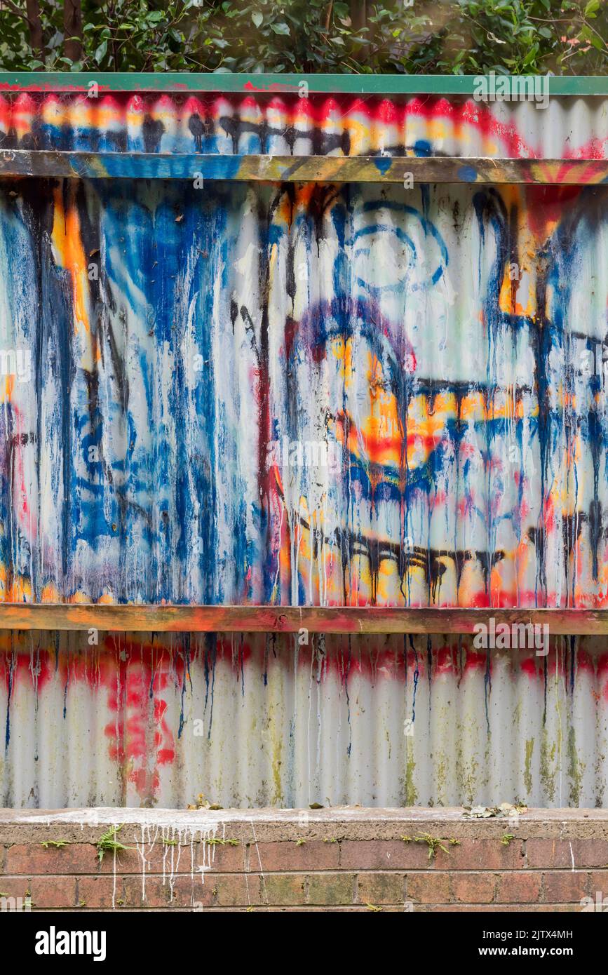 A spray painted and tagged wall beside the Hawthorn Canal in Haberfield ...