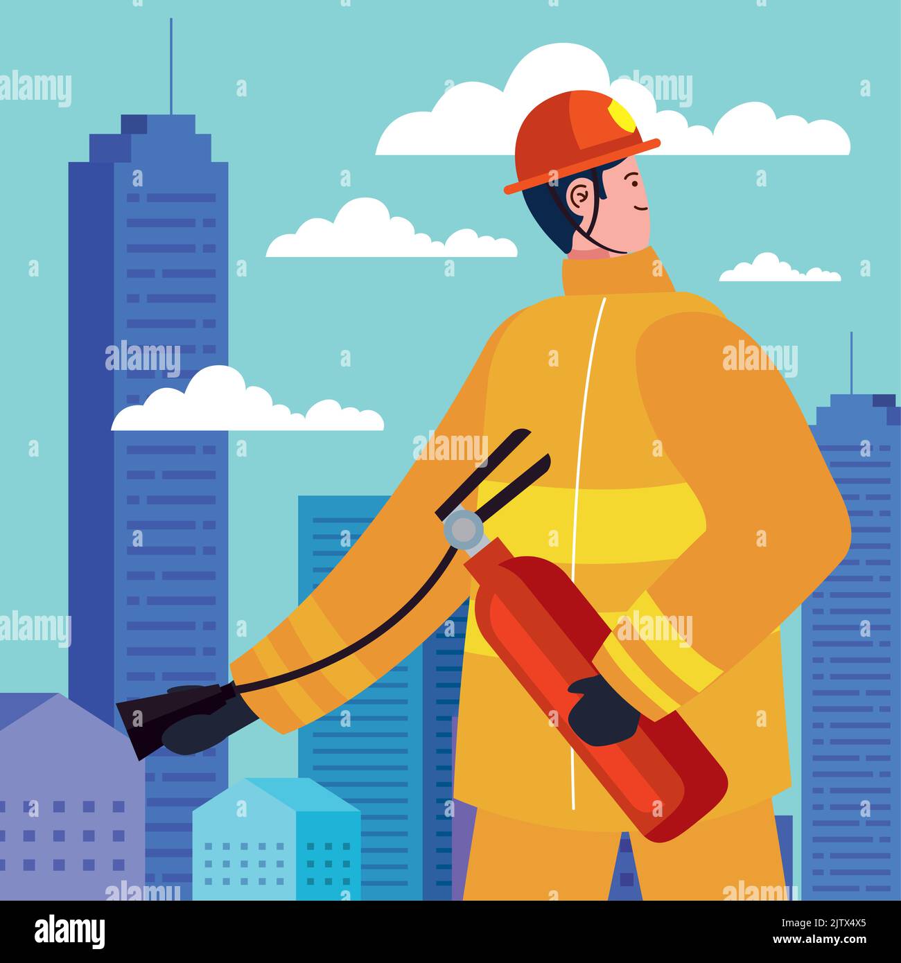 fireman using extinguisher Stock Vector Image & Art - Alamy