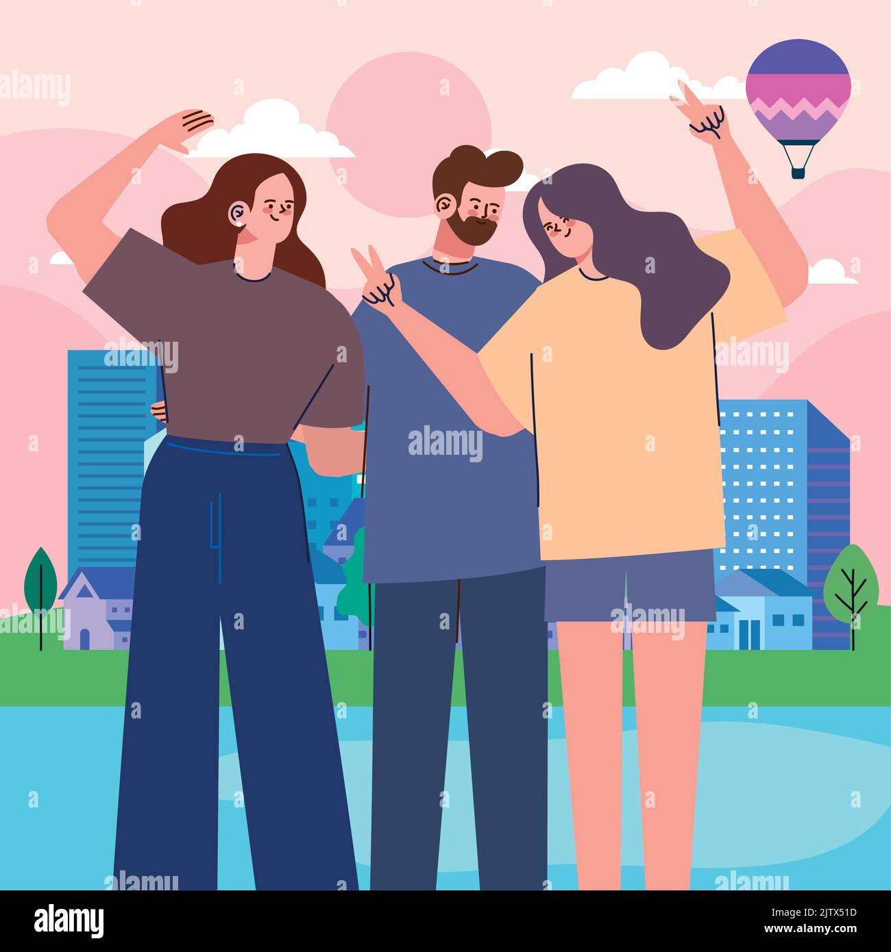 Three best friends vector hi-res stock photography and images - Alamy