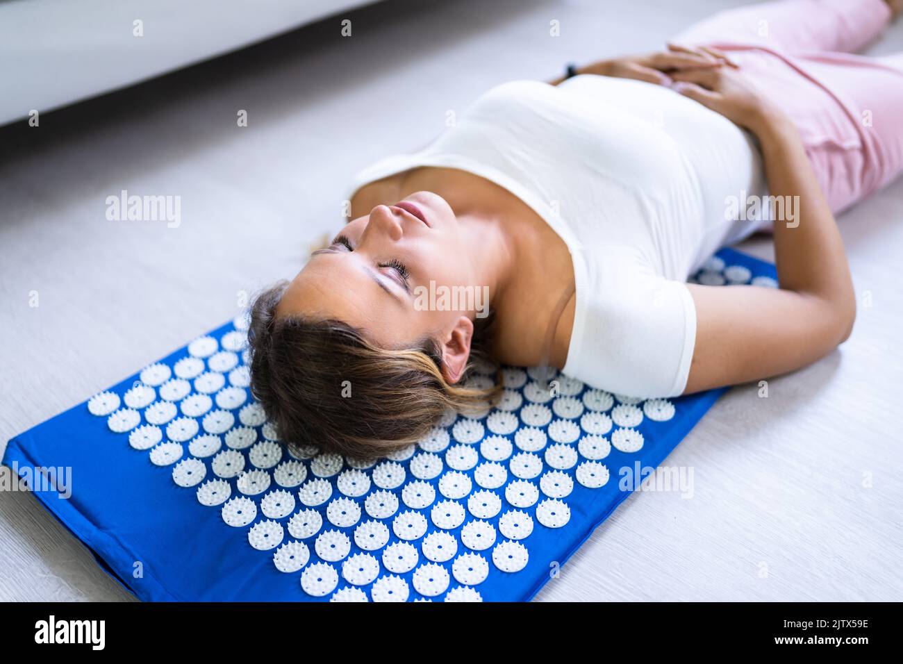 Acupuncture Points Medical Treatment For Woman. Needle Therapy Stock ...