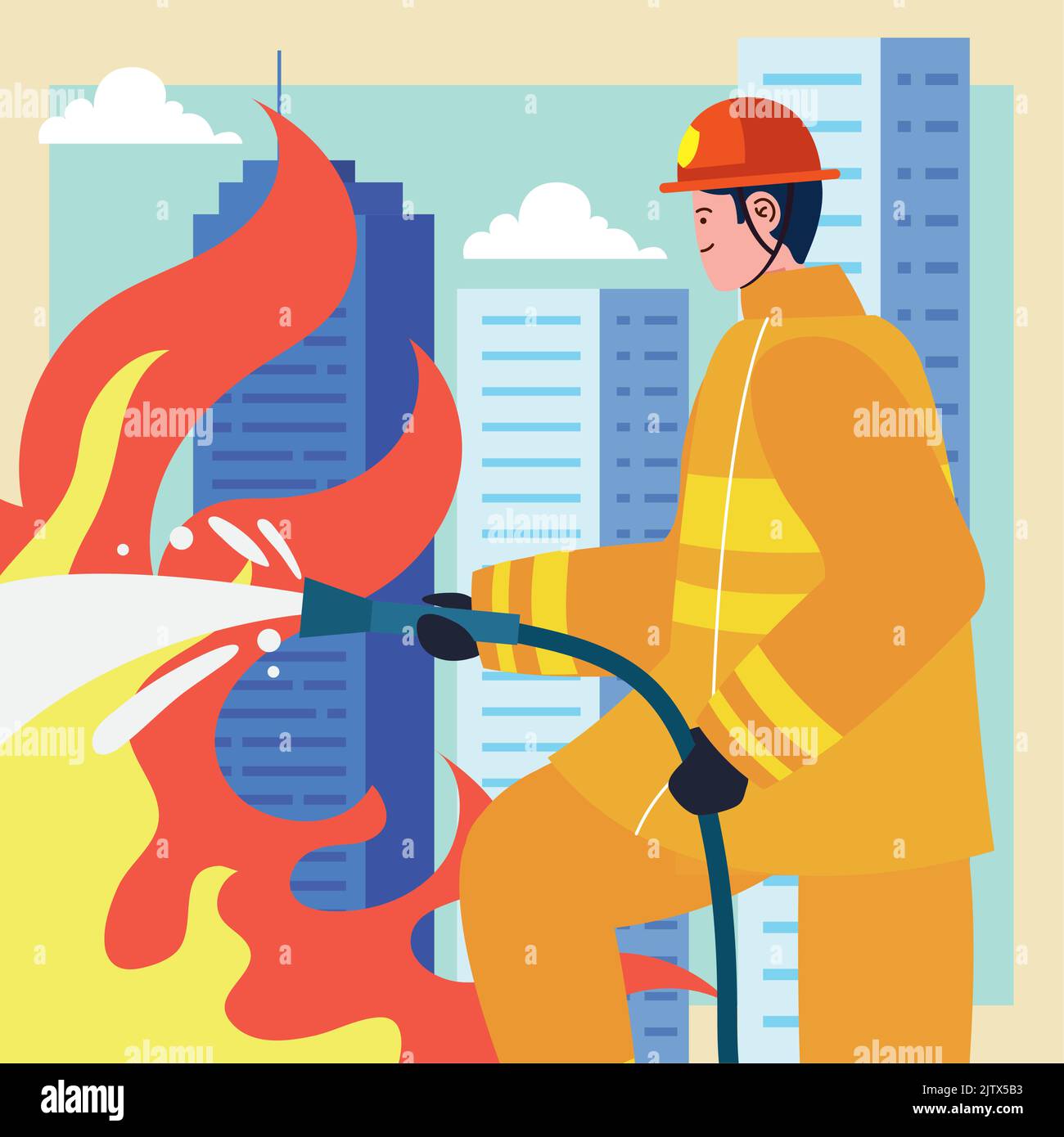 fireman putting out fire Stock Vector Image & Art - Alamy