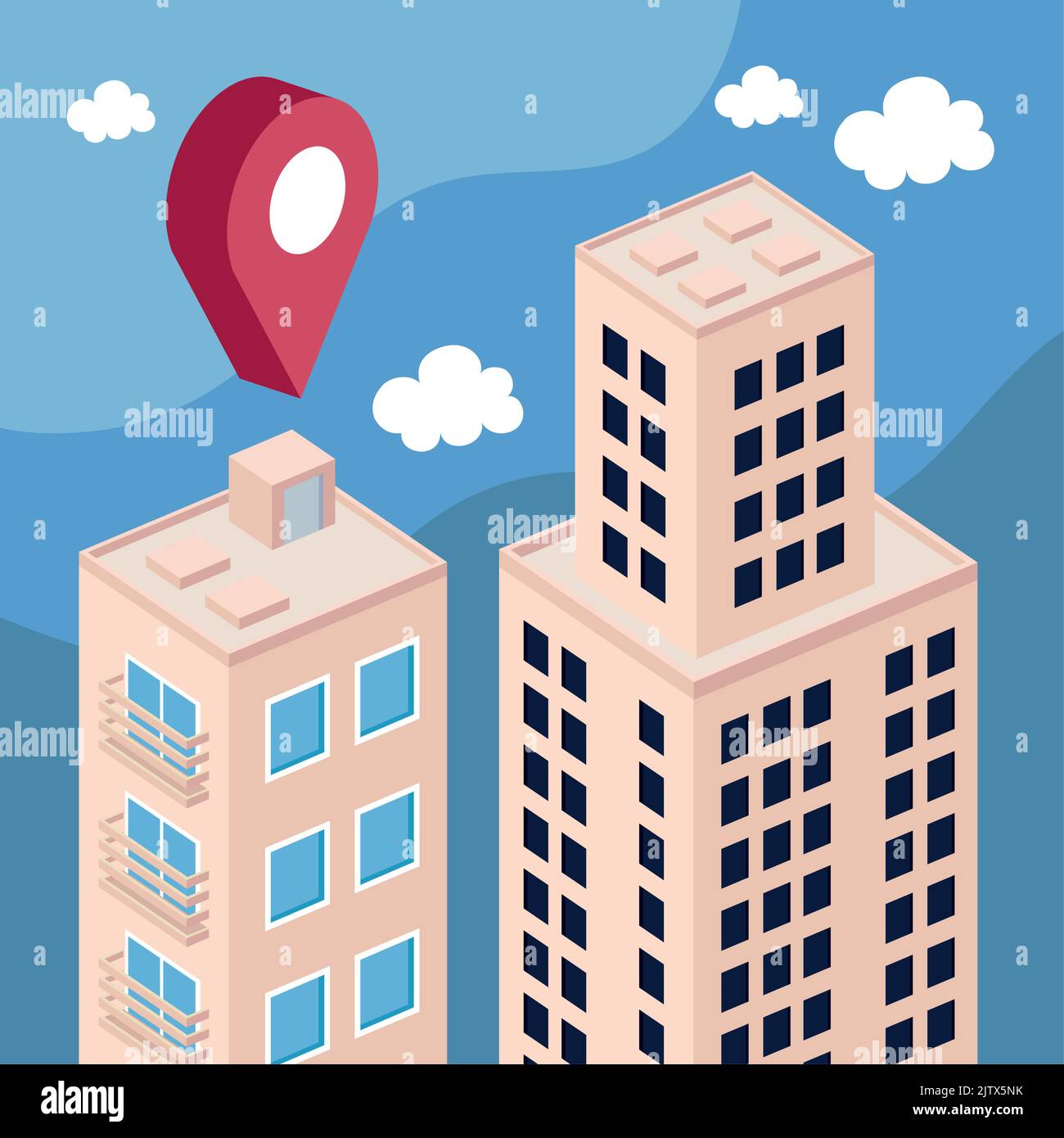 buildings with pin location Stock Vector Image & Art - Alamy