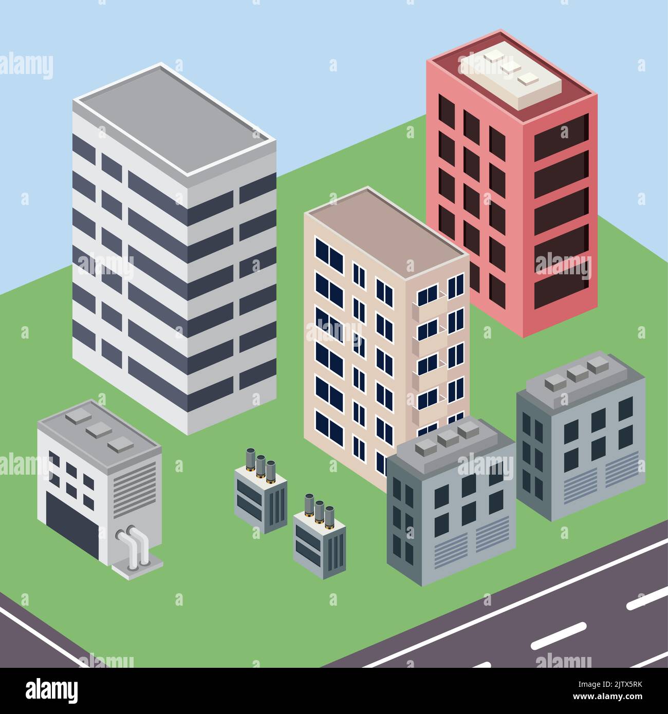 buildings in street isometric Stock Vector Image & Art - Alamy