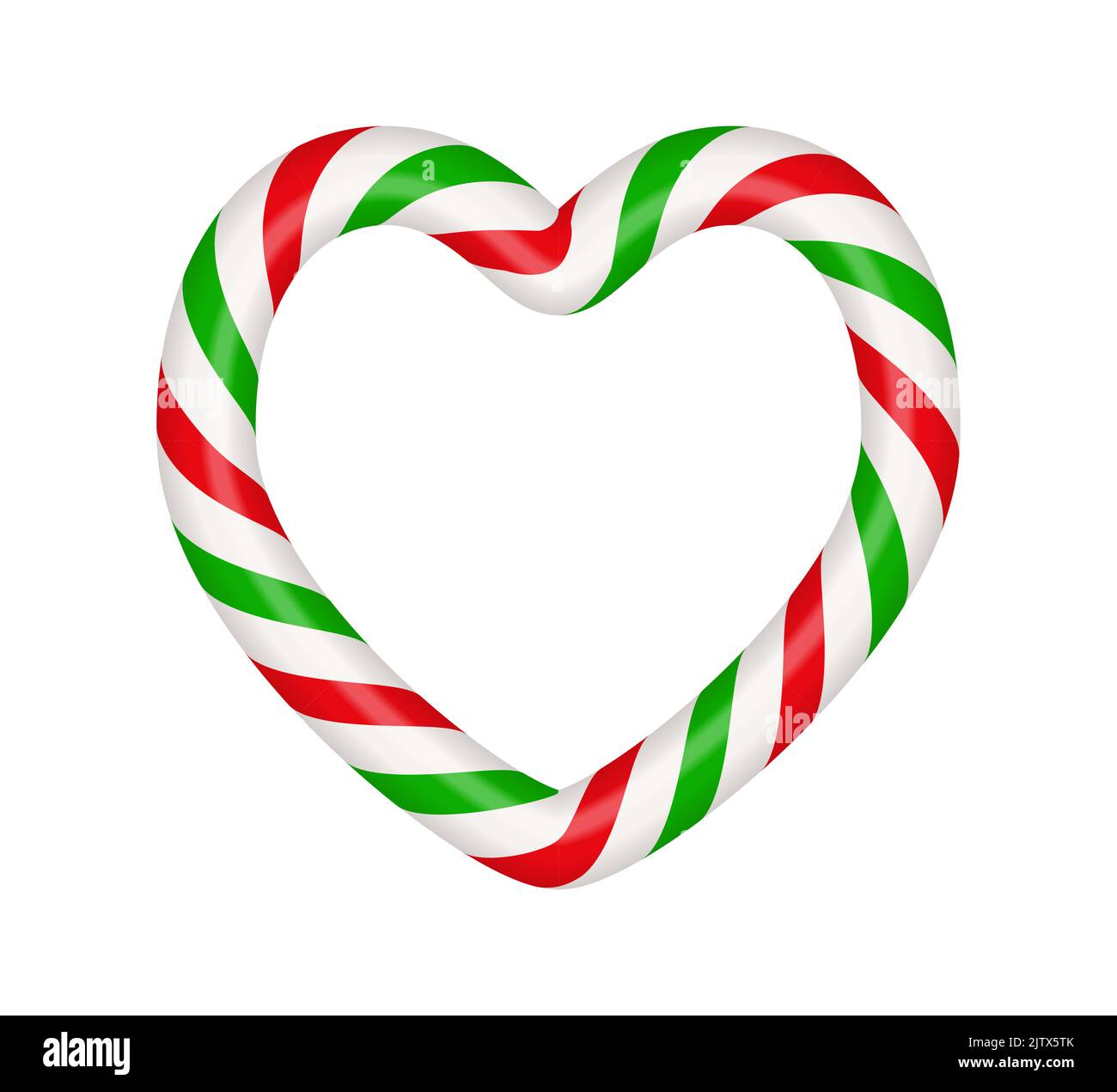 Christmas candy cane heart frame with red and green striped. Xmas ...