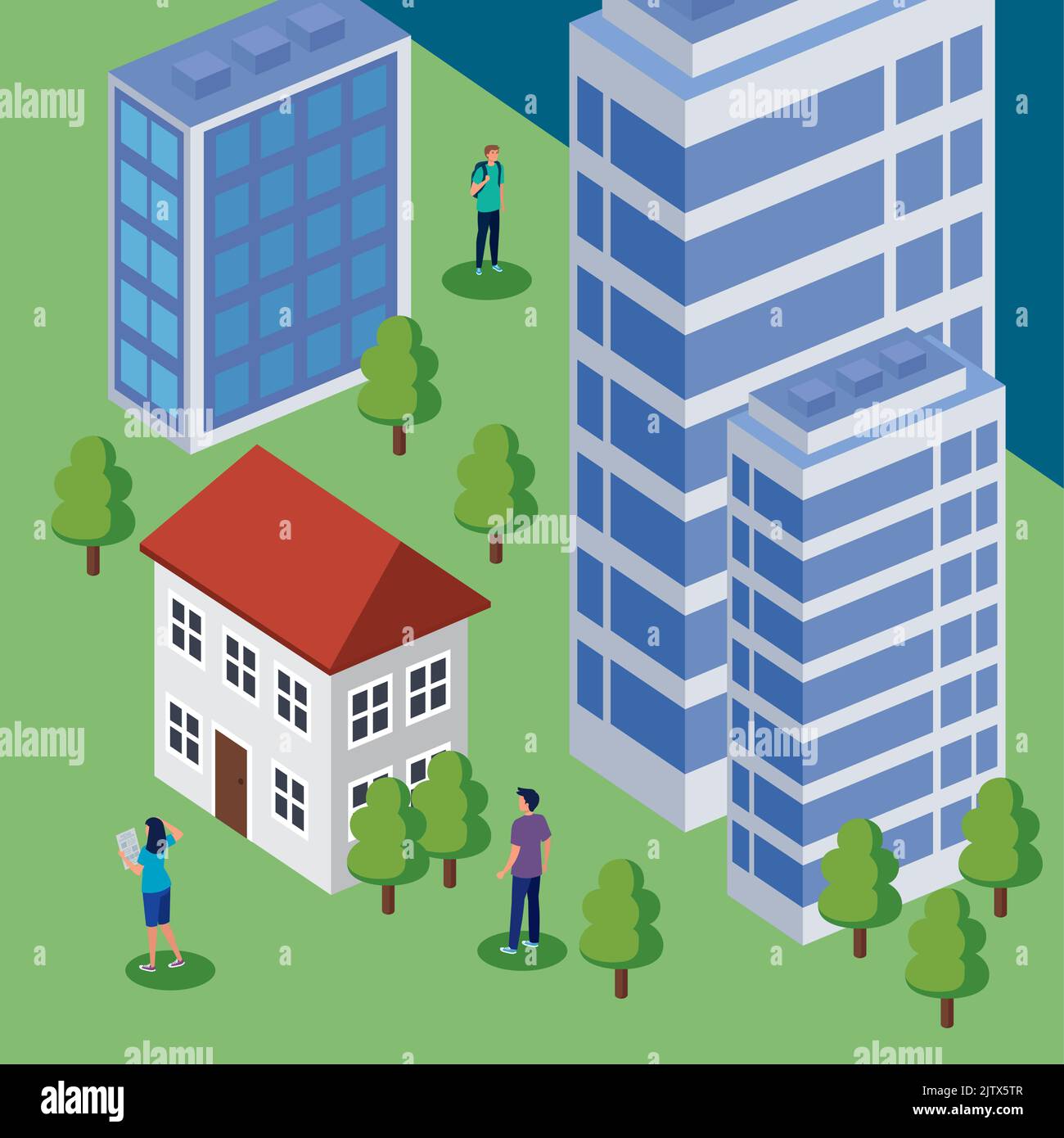 buildings and people isometric Stock Vector Image & Art - Alamy