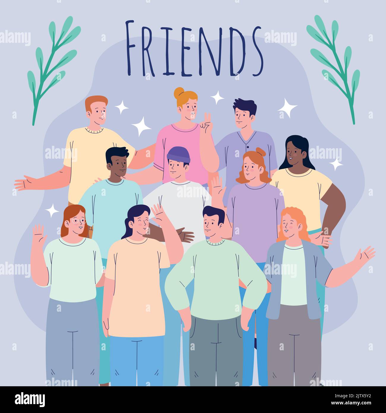 friends lettering and people Stock Vector Image & Art - Alamy