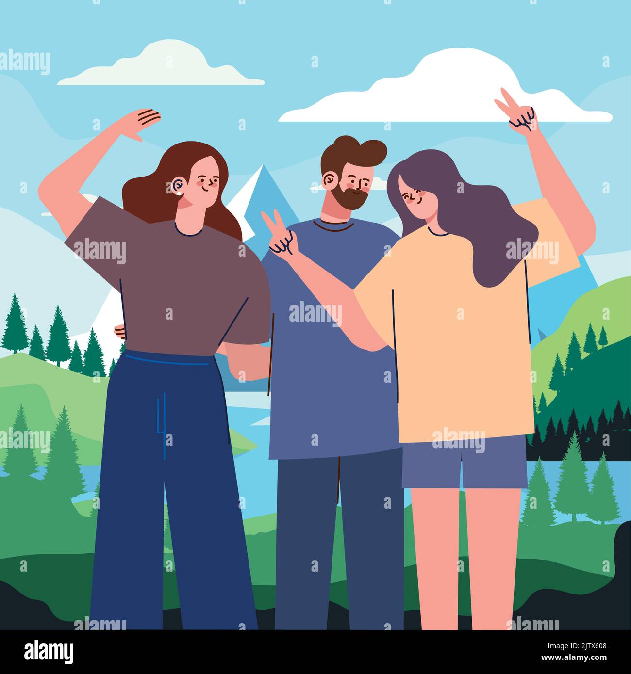 Three best friends vector hi-res stock photography and images - Alamy