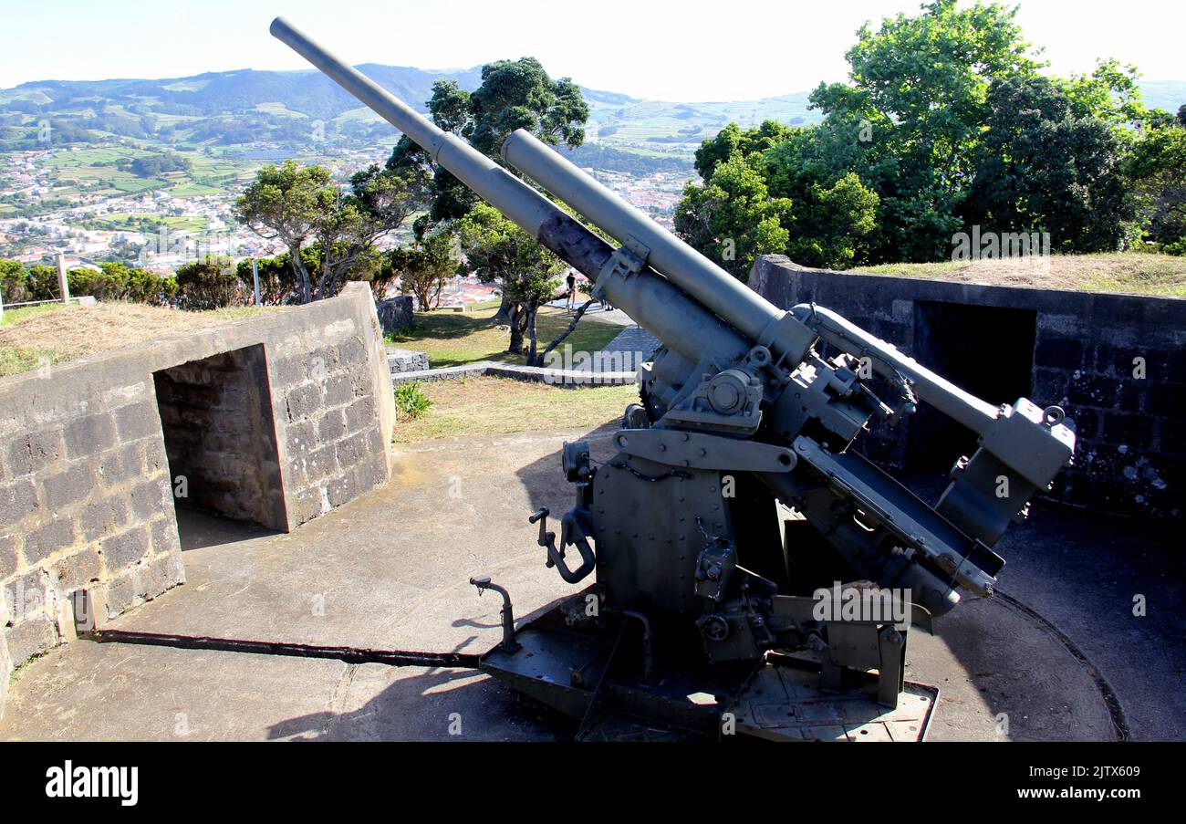 WWII-era anti-aircraft cannon on Mount Brazil, at the battery near the ...