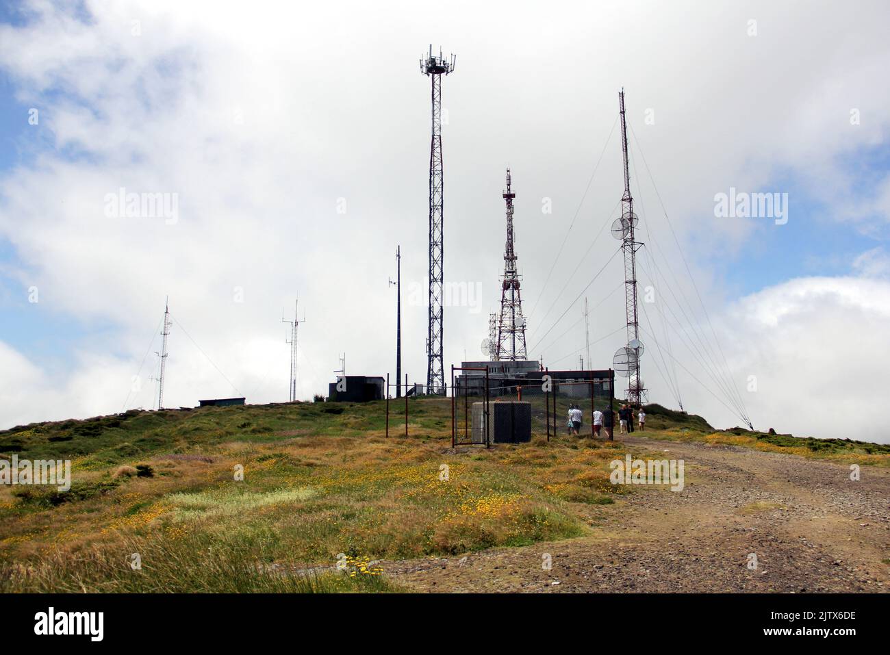 Communications tower and antennae at the summit of Serra de Santa ...