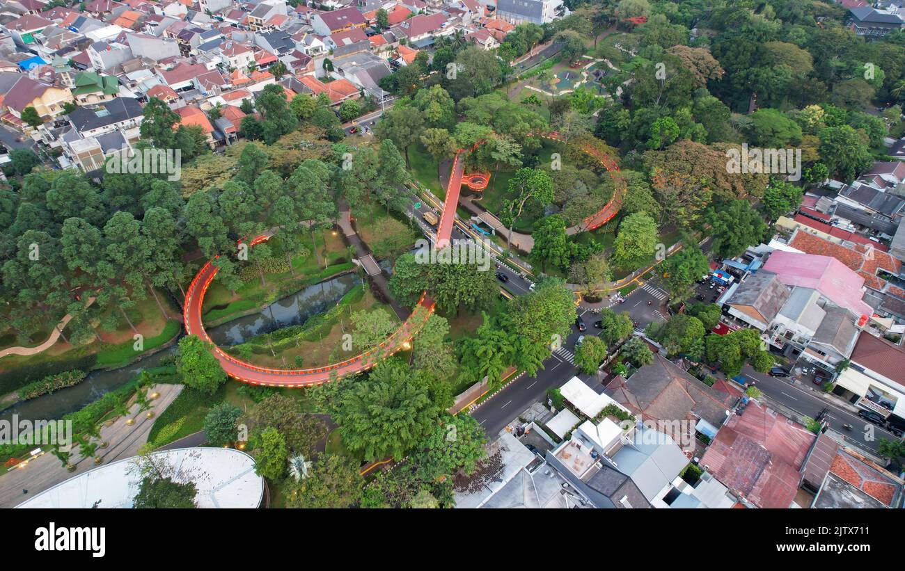 Aerial view of Tebet eco garden park Jakarta. Jakarta, Indonesia ...