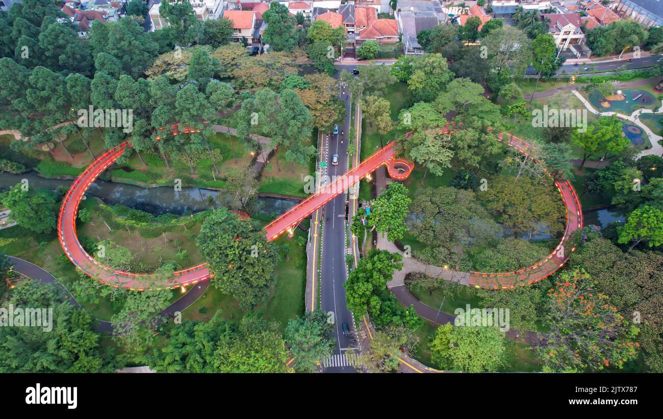 Aerial view of Tebet eco garden park Jakarta. Jakarta, Indonesia ...