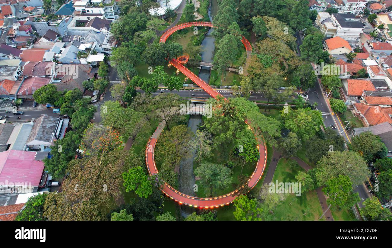 Aerial view of Tebet eco garden park Jakarta. Jakarta, Indonesia ...