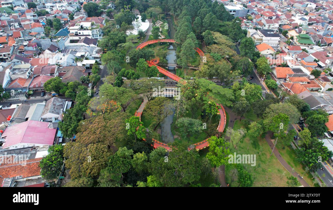 Aerial view of Tebet eco garden park Jakarta. Jakarta, Indonesia ...