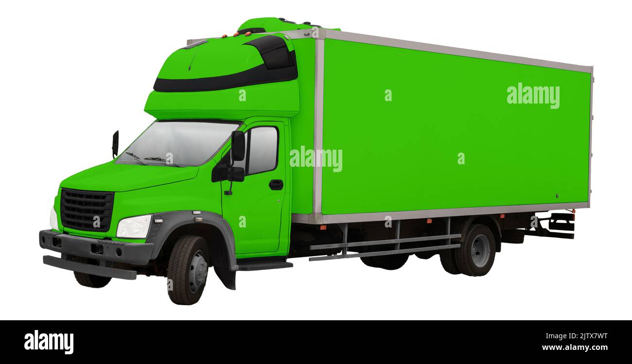 Truck van for cargo transportation on an isolated white background ...