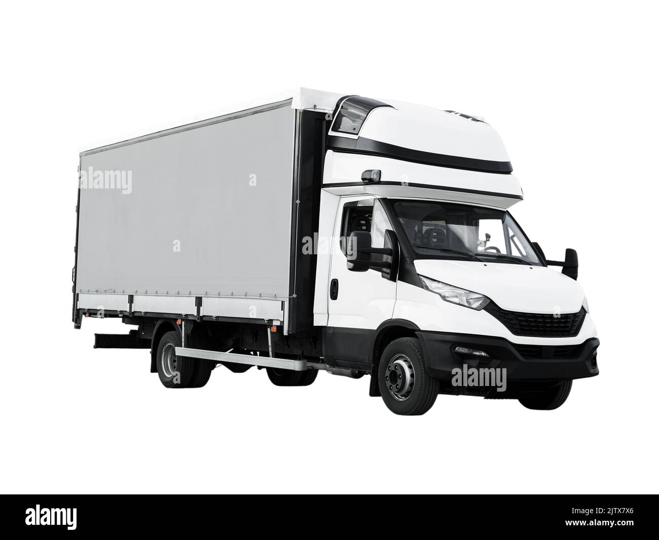 Truck van for cargo transportation on an isolated white background ...