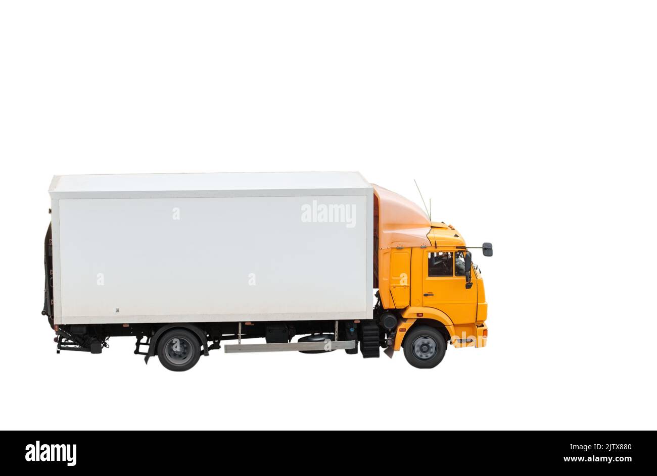 Truck van for cargo transportation on an isolated white background ...