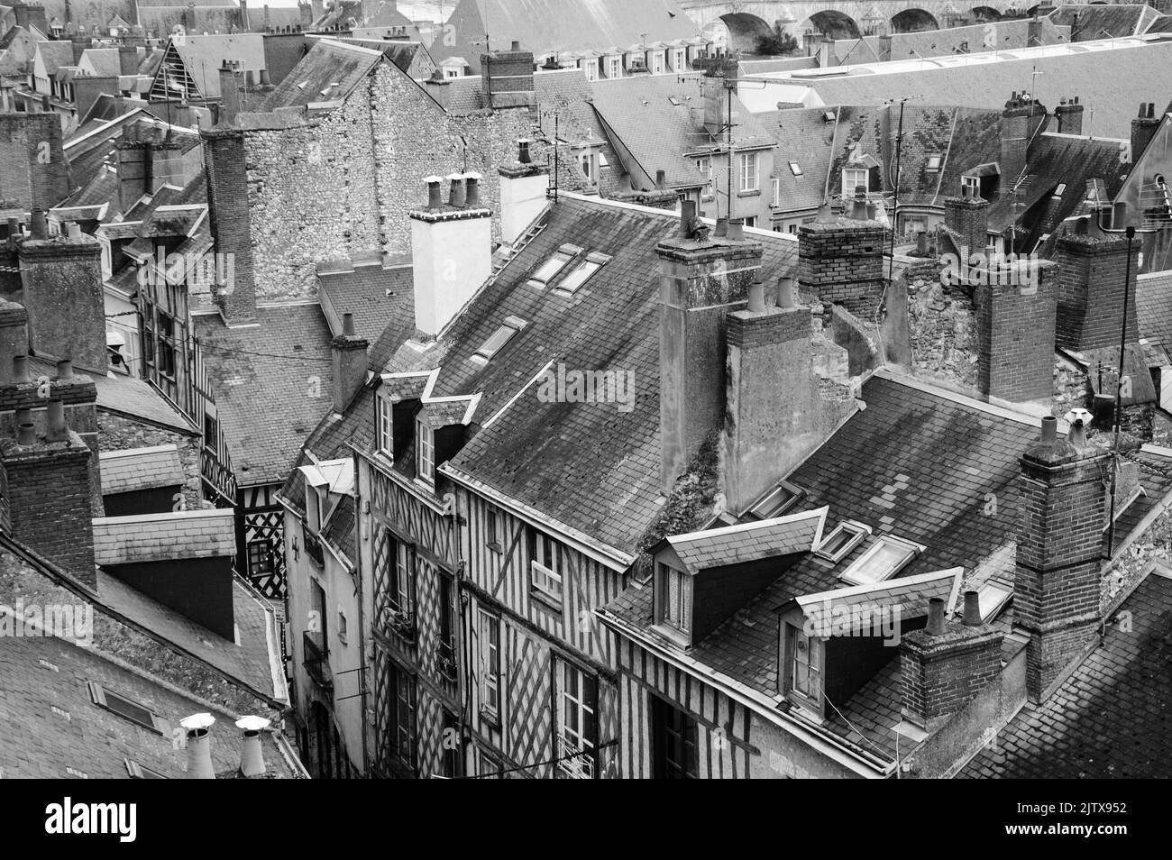 Roofs of the medieval town Blois in Loire valley. Val de Loire, France ...