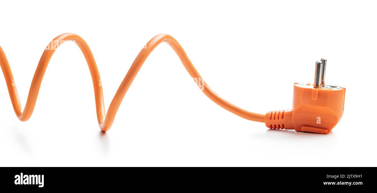 Orange electric plug isolated on the white background Stock Photo - Alamy