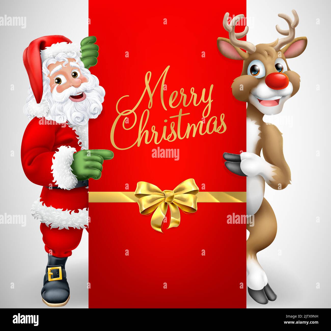 Santa Claus Father Christmas And Reindeer Sign Stock Vector Image & Art ...