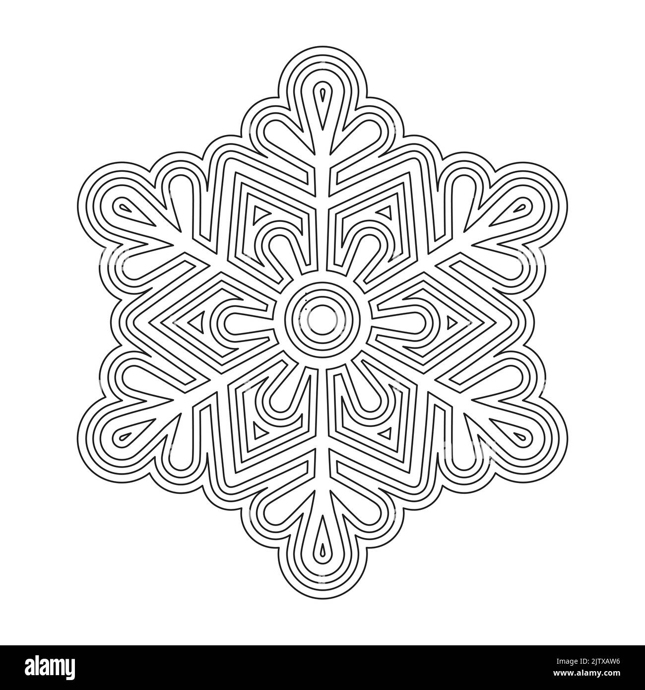 Winter coloring book page for adult. Decorative openwork snowflake ...