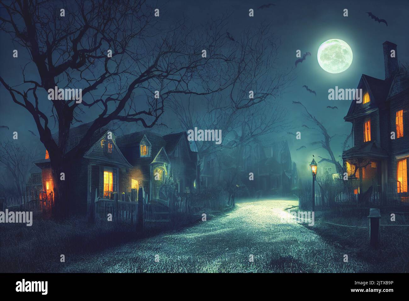 3D illustration of a Halloween concept background of realistic horror ...