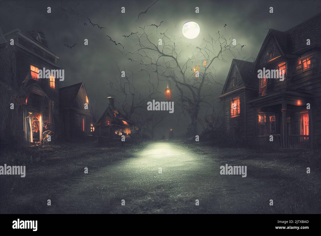 3D illustration of a Halloween concept background of realistic horror ...