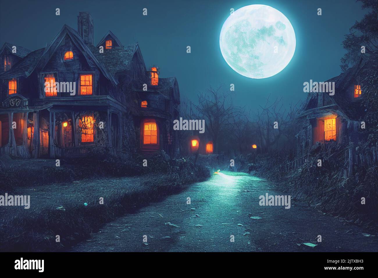 3D illustration of a Halloween concept background of realistic horror ...