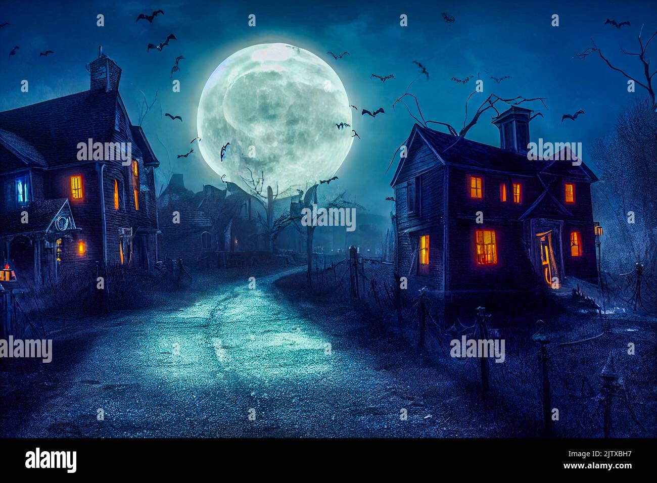 3D illustration of a Halloween concept background of realistic horror ...
