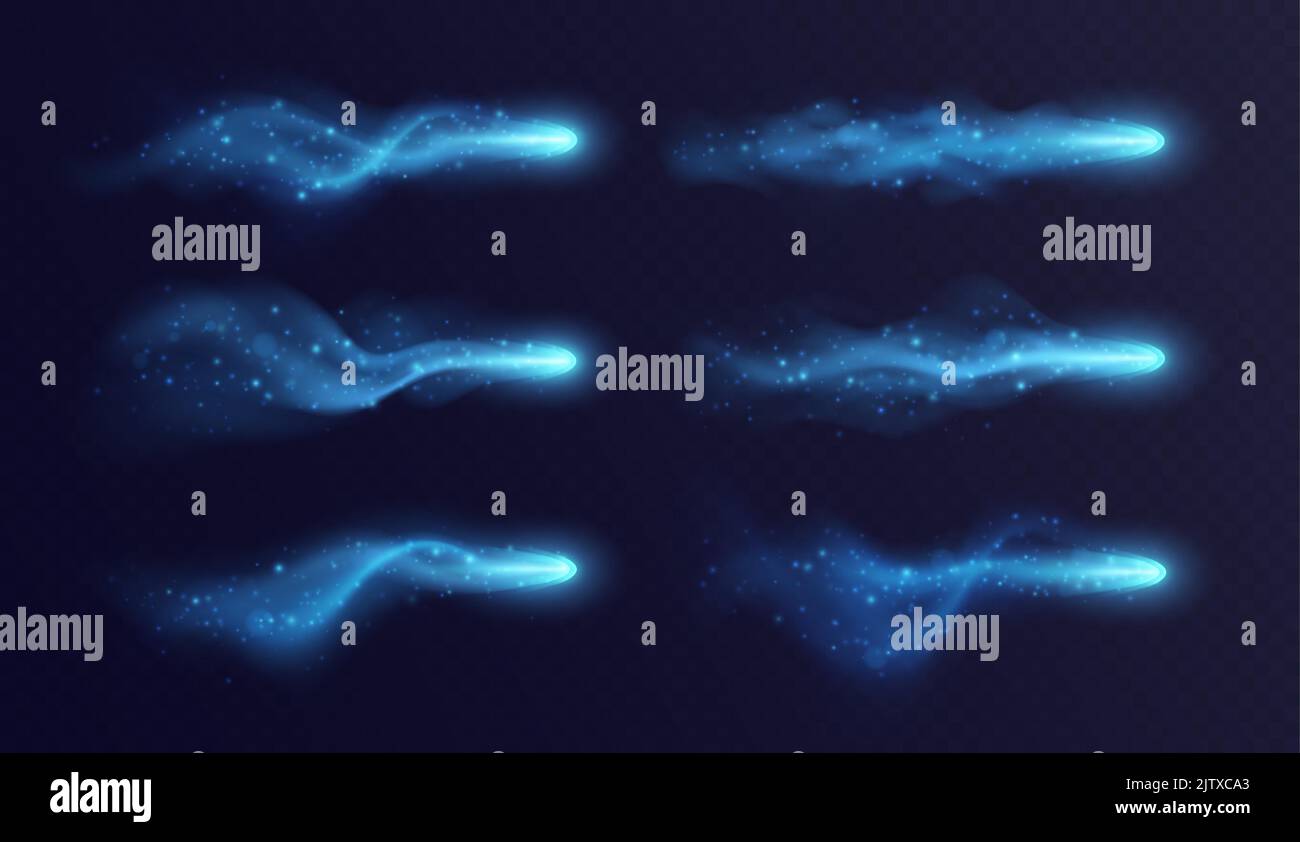 Blue light trail, magic stardust with haze and sparkles, realistic ...